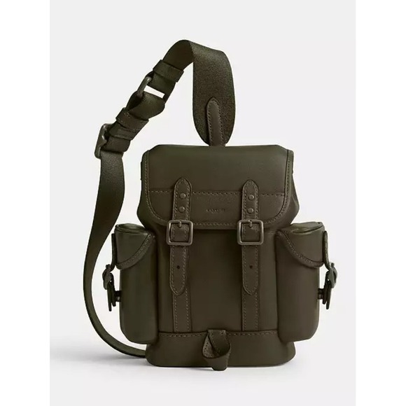 Coach | Bags | Coach Mens Hitch Backpack 3 In Leatherarmy Green Cr852 ...